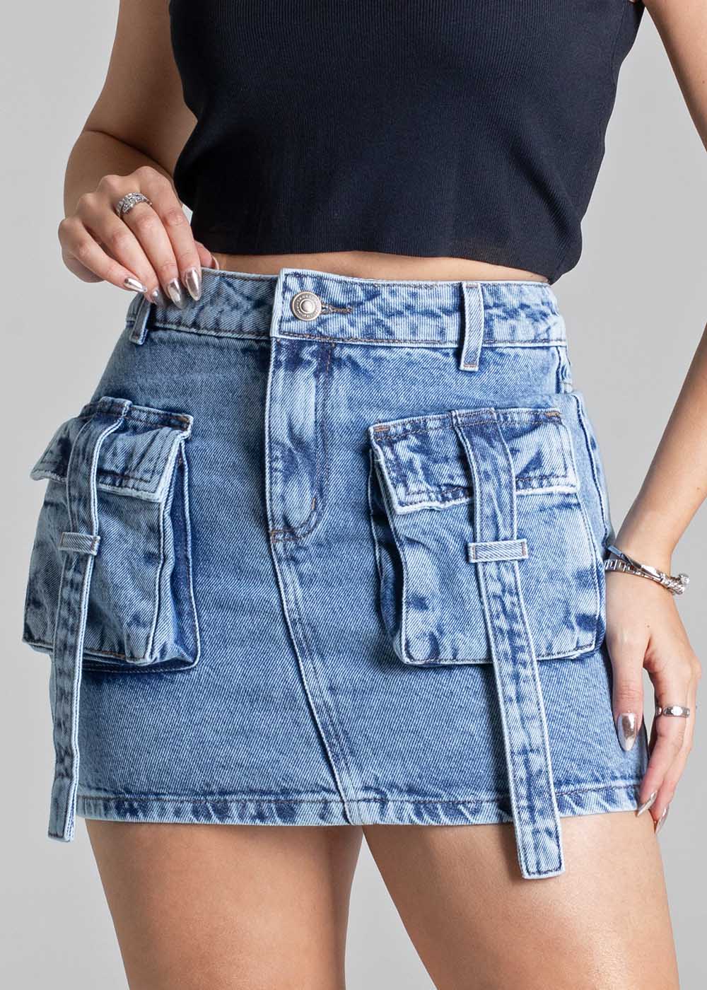 Saia Feminina Jeans Sawary Azul | Oscar | Oscar