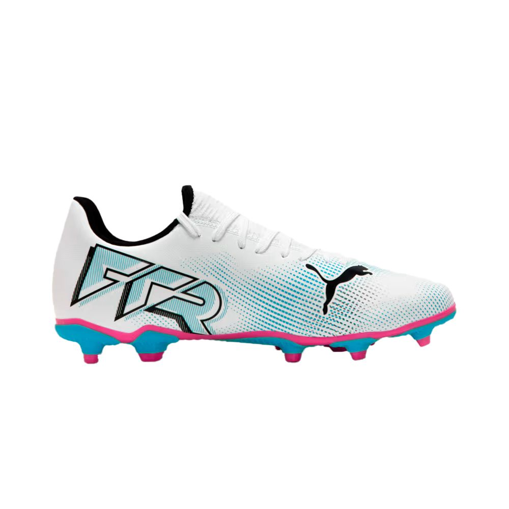 Chuteira Puma Campo Future 7 Play Masculina Branco Azul Rosa | Oscar ...